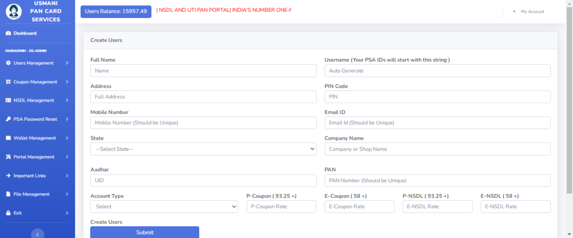 NSDL & UTI Pan Web Application Source Code & Software